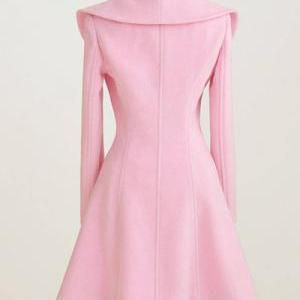 Pink Ruffled Long Coat on Luulla